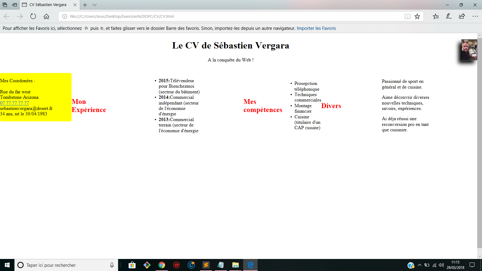 [Résolu] Exercice Partie 3 organiser son CV - A s'arracher les cheveux (heureusement que je suis ...